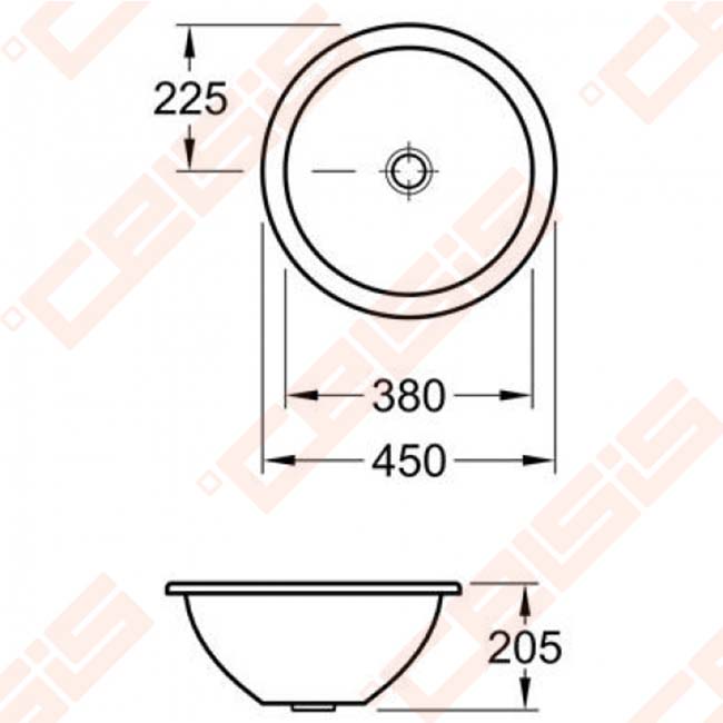 Praustuvas VILLEROY&BOCH Loop&Friend ø380 mm montuojamas iš apačios ...