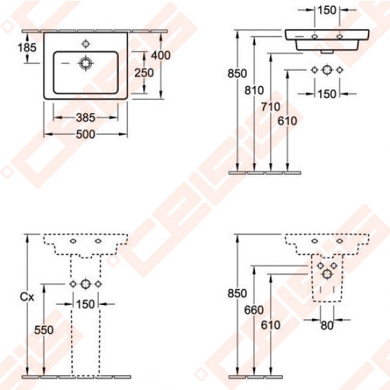 Praustuvas VILLEROY&BOCH Subway 2.0 500x400 mm | Celsis.lt